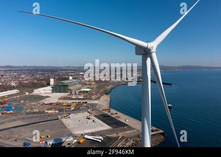 Methil, Scotland, UK. 16 April 2021. A Methil fabrication yard in Fife ...