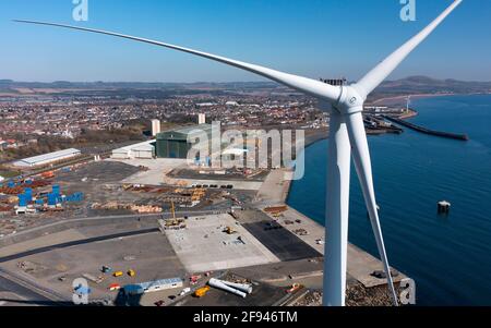 Methil, Scotland, UK. 16 April 2021. A Methil fabrication yard in Fife ...