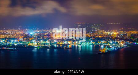 Varna. The harbor at night Stock Photo - Alamy