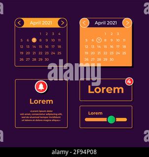 Monthly calendar UI elements kit Stock Vector Image & Art - Alamy