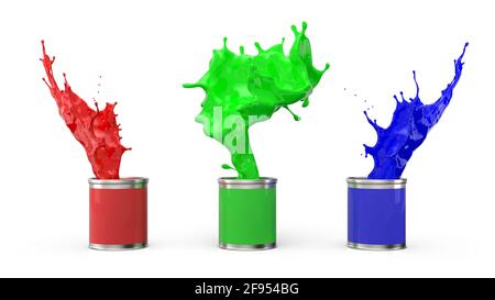 Definition of RGB color system. Three colors in the form of liquid on a ...