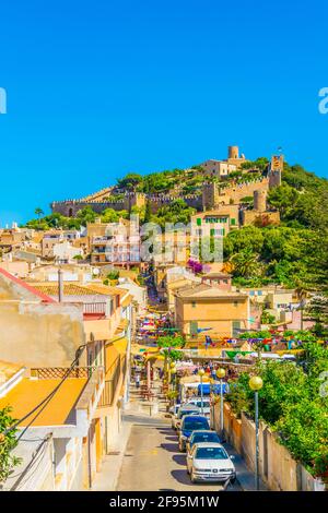 Aerial view of Capdepera castle and Capdepera town, Mallorca, Spain ...