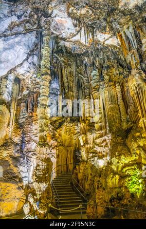 Arta caves. illuminated tourist cave Stock Photo - Alamy