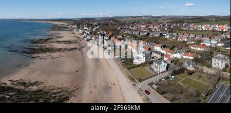 Aerial view of village of Lower Largo in Fife, Scotland, UK Stock Photo ...