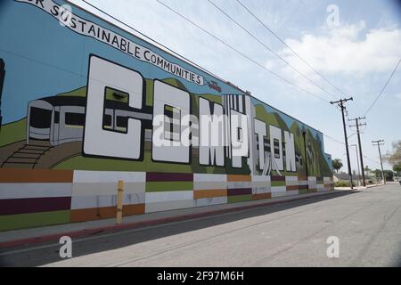 A City of Compton mural, Thursday, April 15, 2021, in Compton, Calif ...