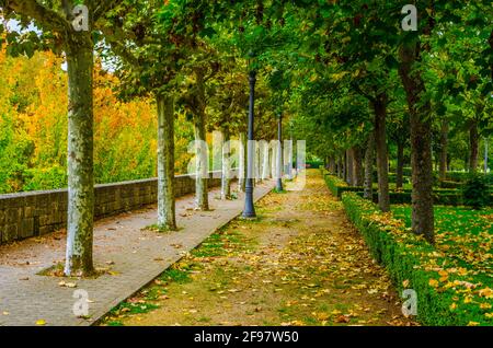 View of an alley with a viewpoint over Pamplona on its edge, spain ...