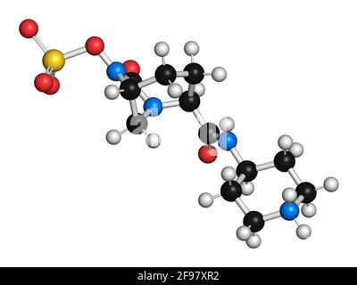 Relebactam drug molecule. Beta-lactamase inhibitor that is administered ...
