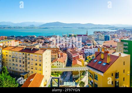 Aerial view of Santander taken from the upper funicular station, Spain ...