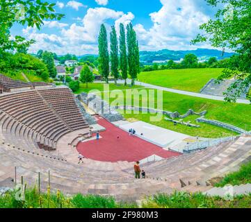 The roman amphitheater of Augusta Raurica at Augst on Switzerland Stock ...