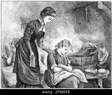 Victorian woman washing laundry with an antique washboard Stock Photo ...