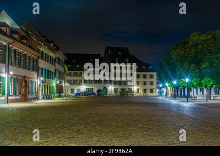 Night view of Munsterplatz in Basel, Switzerland Stock Photo - Alamy