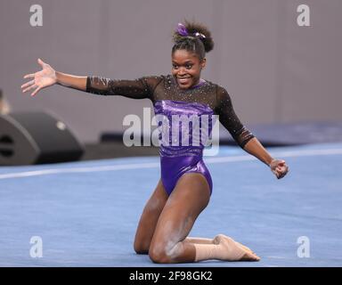 LSU's Kiya Johnson performs her floor routine during the Semifinals of ...