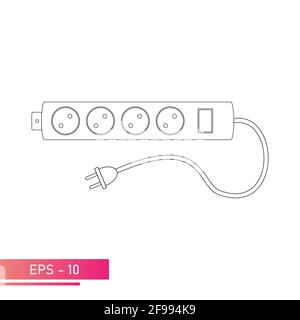power strip with 3 sockets line icon Stock Vector Image & Art - Alamy
