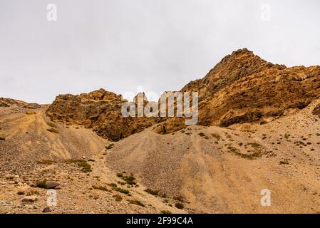Wind erosion deflation. Aeolian landforms. Aeolian deposits sand Stock ...