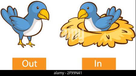 Opposite preposition words with in and out illustration Stock Vector ...