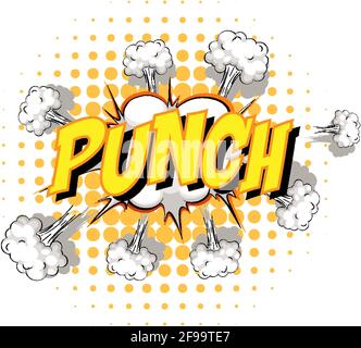 PUNCH wording comic speech bubble on burst illustration Stock Vector ...