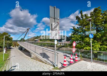 Pedestrian bridge, Torhausplatz, Main-Danube Canal, bridge, cable ...