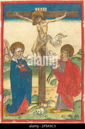 Christ on the cross, a skull and bones at its foot. On the left ...