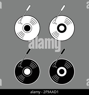 Vinyl record black and white 2D line cartoon object Stock Vector Image ...