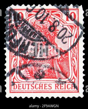 GERMANY - CIRCA 1902: A stamp printed in Germany shows Germania, circa ...