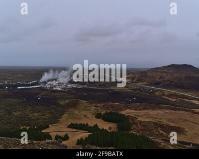 Aerial view of a geothermal power plant in Mexicali Baja California ...