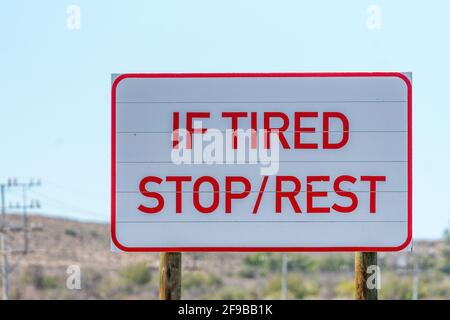 Road sign with fatigue Stock Photo - Alamy
