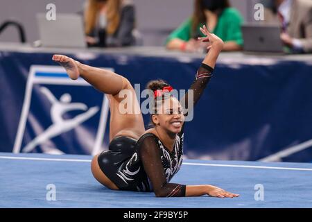 Utah gymnast Jaedyn Rucker performs her floor routine during an NCAA ...