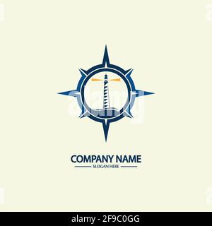 Compass and lighthouse logo design template Stock Vector Image & Art ...