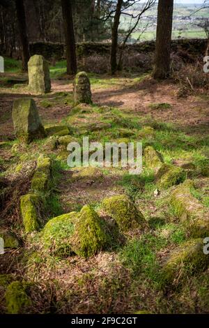 Doll Tor Stone Circle on the edge of Stanton Moor in the Peak District ...