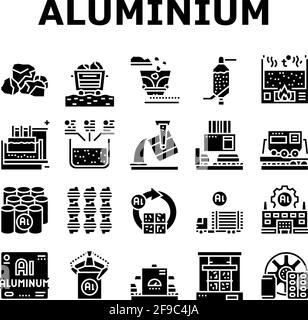 Aluminium Production Collection Icons Set Vector Stock Vector Image ...