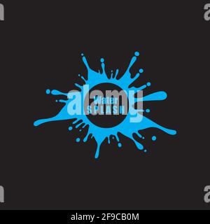 water splash blue color circle template on black background vector ...