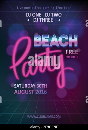 Club party with space music show flyer. Vector template of poster with ...