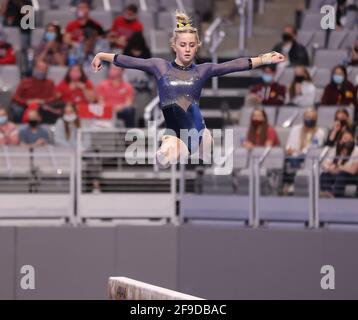 Michigan gymnast Lauren Farley during an NCAA gymnastics meet on Sunday ...