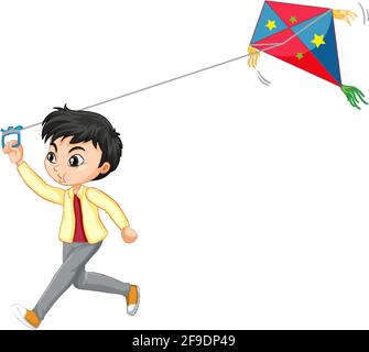 kids boys with kite flying Stock Vector Image & Art - Alamy