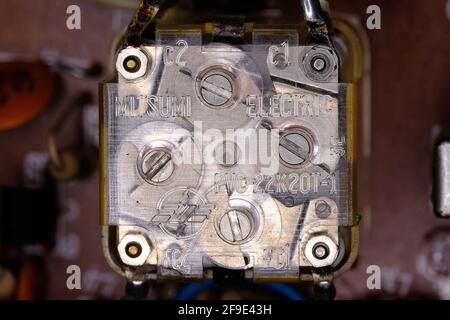 Electronic components on cercuit board of old transistor radio Stock ...
