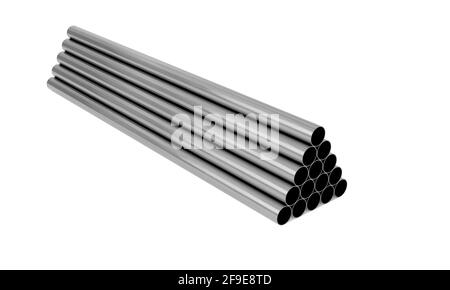 Concrete pipes stack on white background. 3d rendering illustration ...