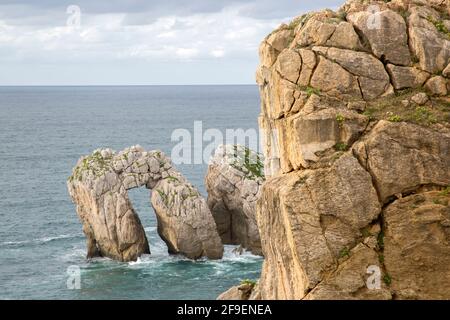 Coastline and Cliff at Portio Beach, Santander, Cantabria, Spain Stock ...