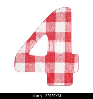 Number 7 - Red checkered napkin background Stock Photo - Alamy
