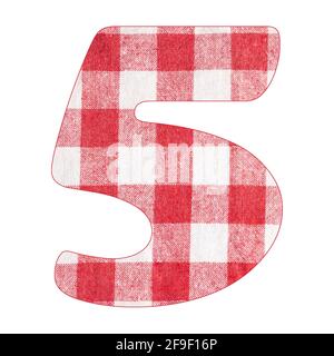 Number 7 - Red checkered napkin background Stock Photo - Alamy