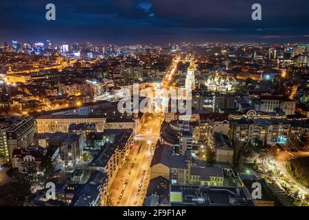 Aerial night view of the the Kyiv city center at night Stock Photo - Alamy