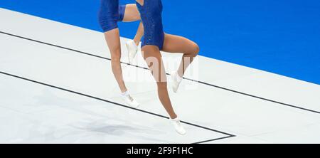 Aerobic gymnastics. Mixed pairs competitions concept Stock Photo - Alamy