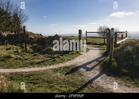 View of Footpaths and Signs at Sutton Bank, North Yorkshire, England ...