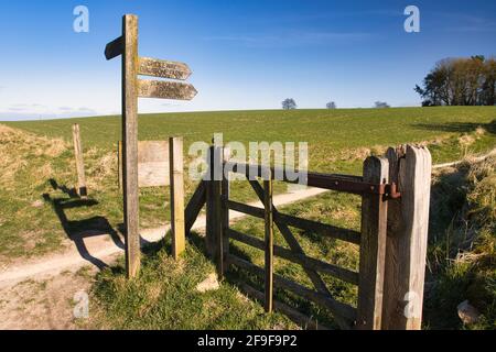 View of Footpaths and Signs at Sutton Bank, North Yorkshire, England ...