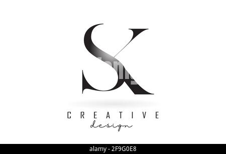 SK Letter Logo Design with Serif Typography Font and Elegant Modern ...