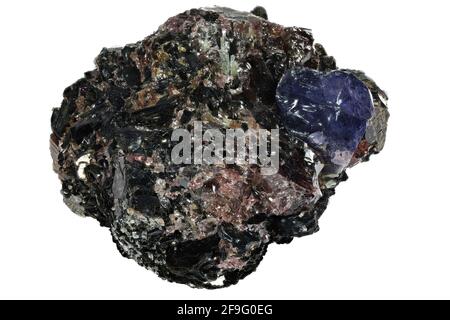 sapphire on matrix from Zazafotsy Quarry, Madagascar isolated on white ...