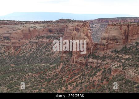 The red rock landscape with cliffside near Colorado National Monument ...