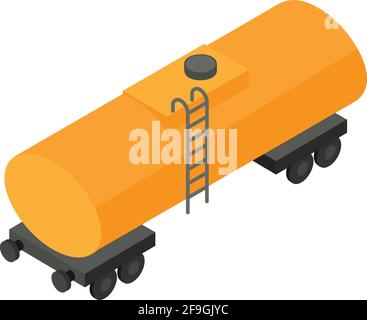 Isometric locomotive with railroad tank car. Vector illustration ...