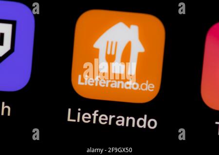 Smartphone, Display, App, Lieferando Stock Photo - Alamy