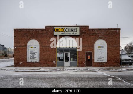 Bashaw, Alberta - April 11, 2021: Historic Bashaw Fire Hall on main ...
