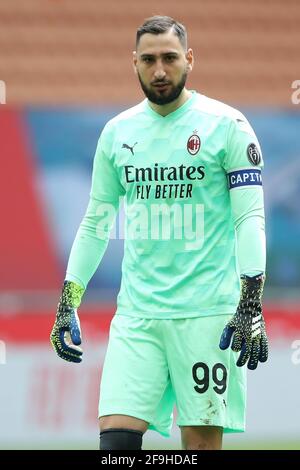 Gianluigi Donnarumma of AC Milan looks on during the Serie A match ...